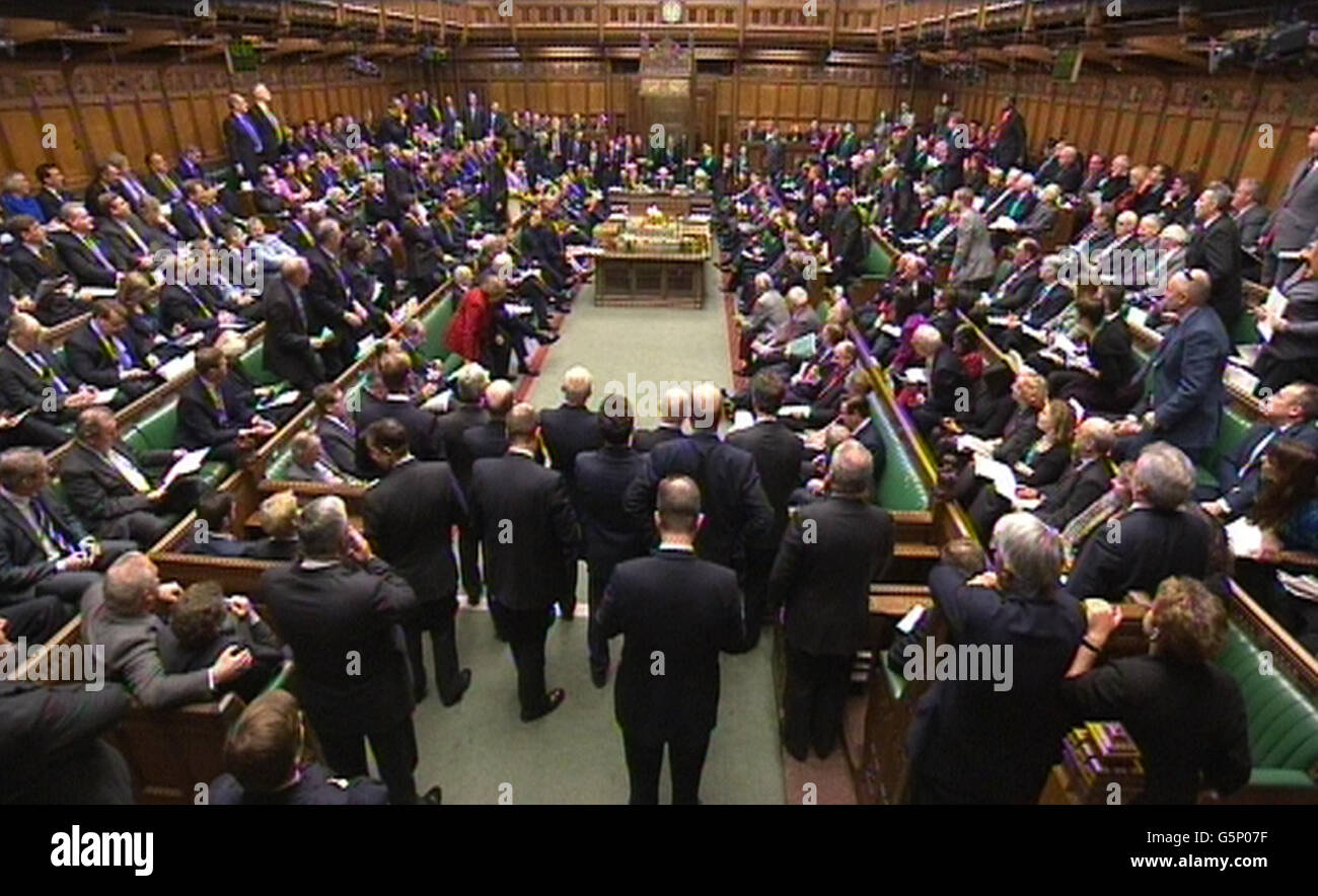 The debating chamber during Prime Minister's Questions in the House of ...