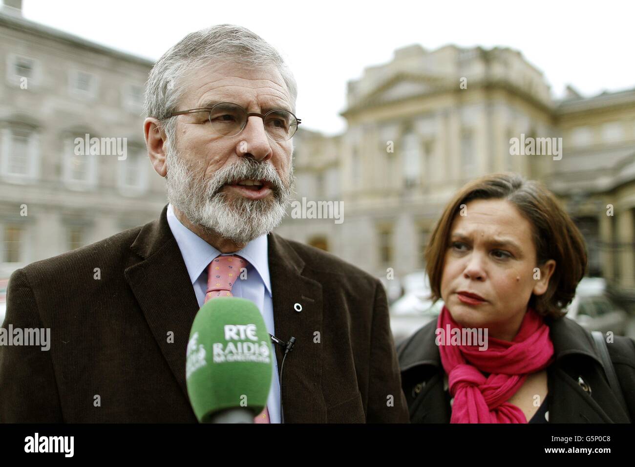 Sinn Fein's Gerry Adams and Mary Lou McDonald speaking to the media ...