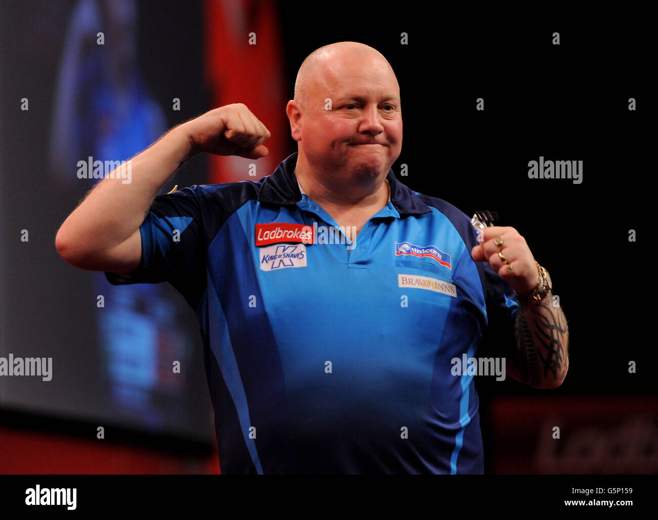 England's Andy Hamilton celebrates winning his First Round Match ...