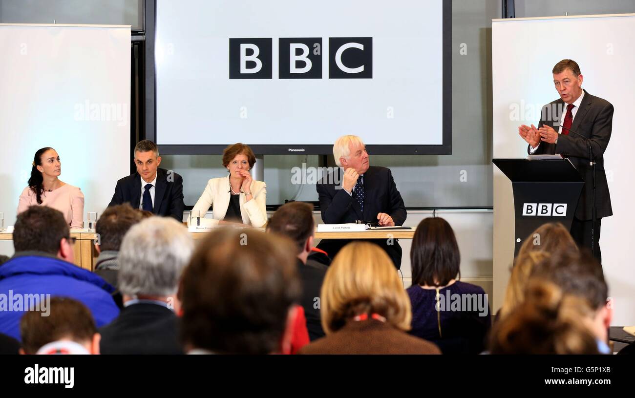 Nick Pollard (far right), speaks during a press conference, alongside ...
