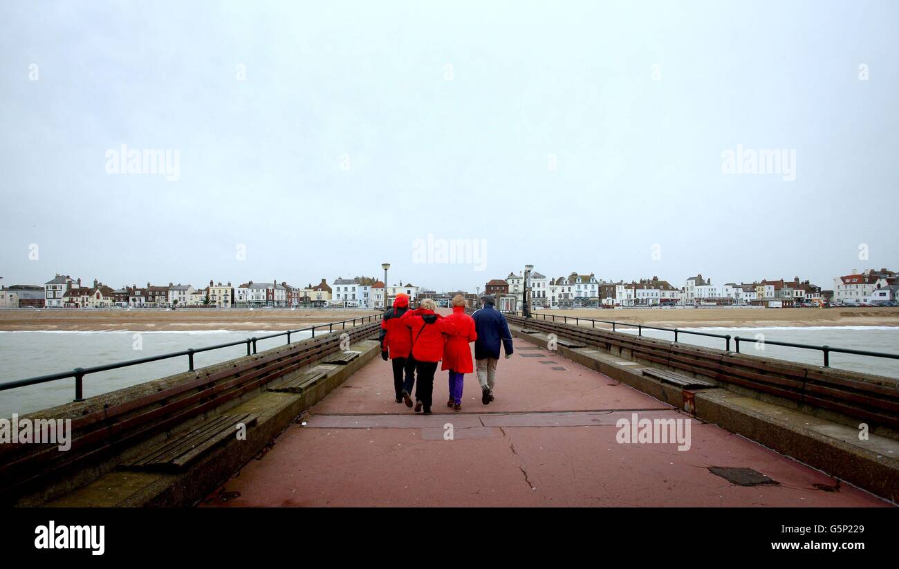 A general view as people walk down the pier in Deal, Kent as plans for ...