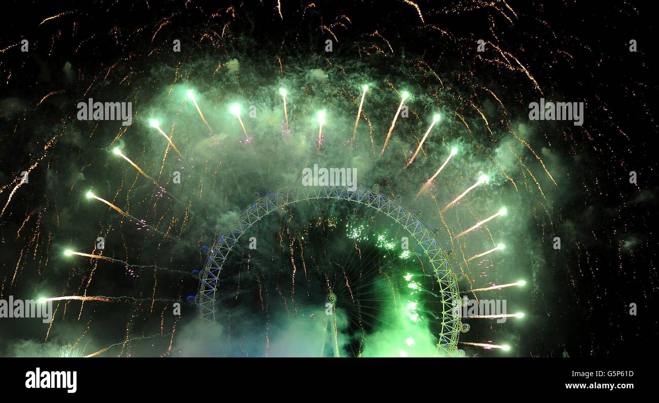 Fireworks over the London Eye, in central London, as part of the New ...