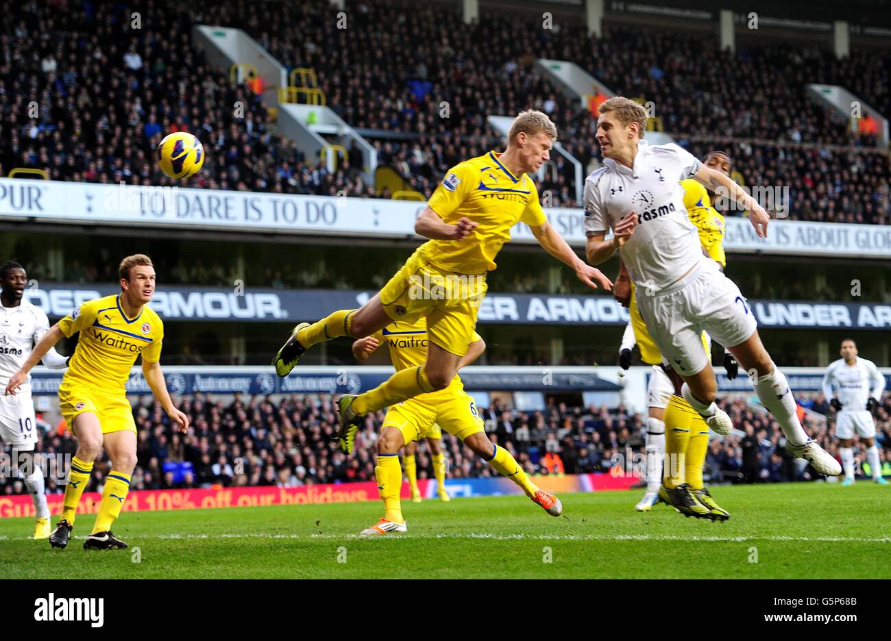 Tottenham Hotspur's Michael Dawson scores his side's first goal of the ...