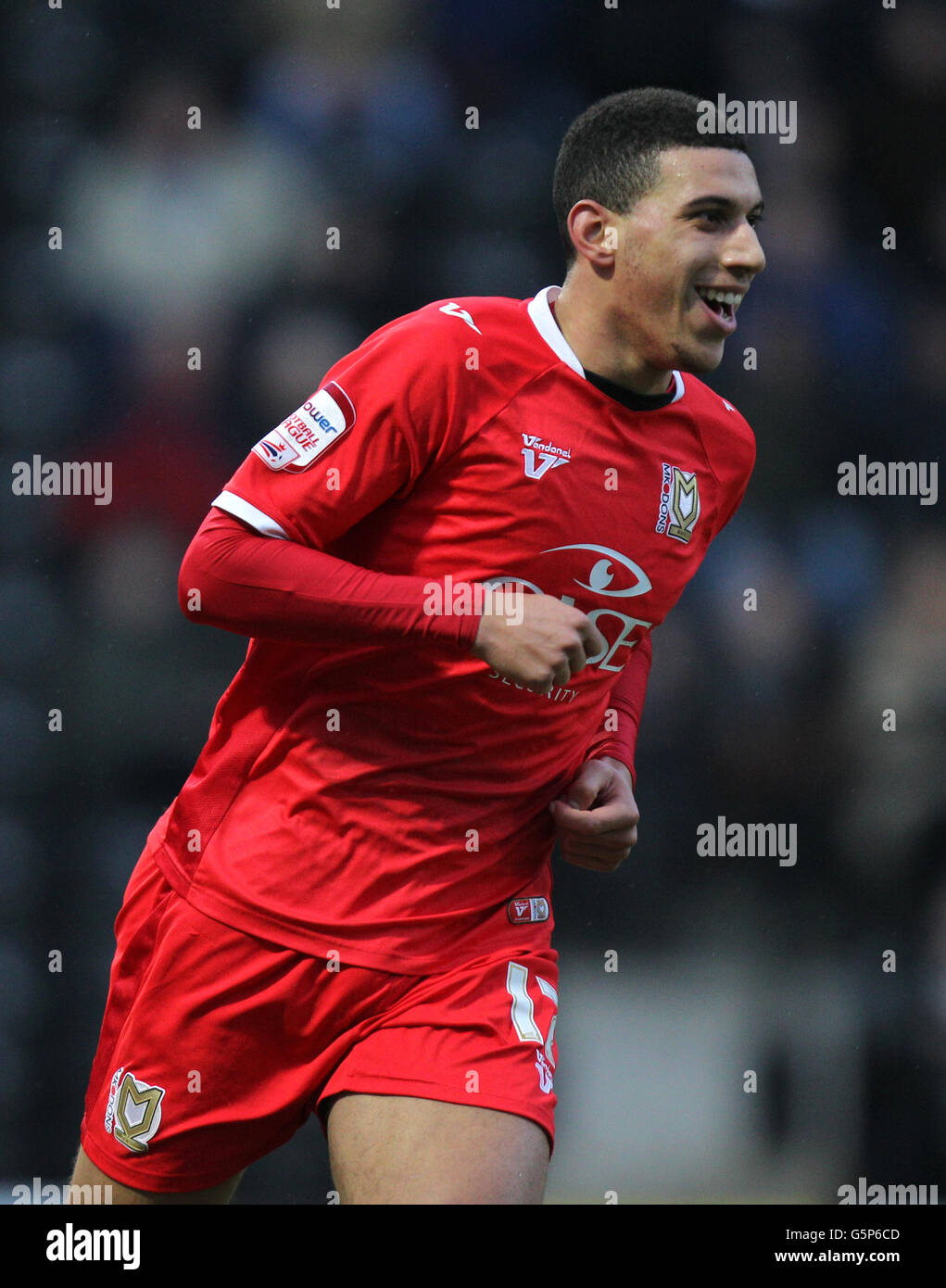 Milton Keynes Dons ' Daniel Powell celebrates scoring their second goal ...