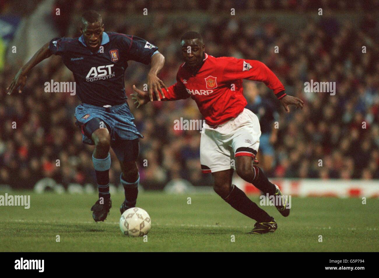 Soccer. UGO EHIOGU, Aston Villa. ANDY COLE, Manchester United Stock ...