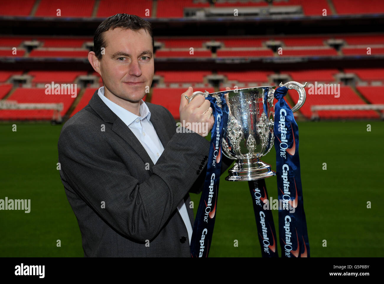 Former Bradford City player David Wetherall poses with the Capital One ...