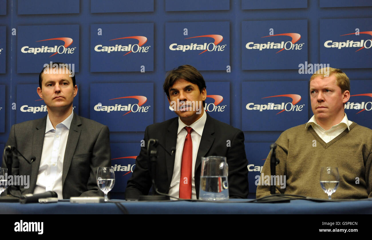 Former players David Wetherall (left), Chris Coleman and Steve Staunton ...