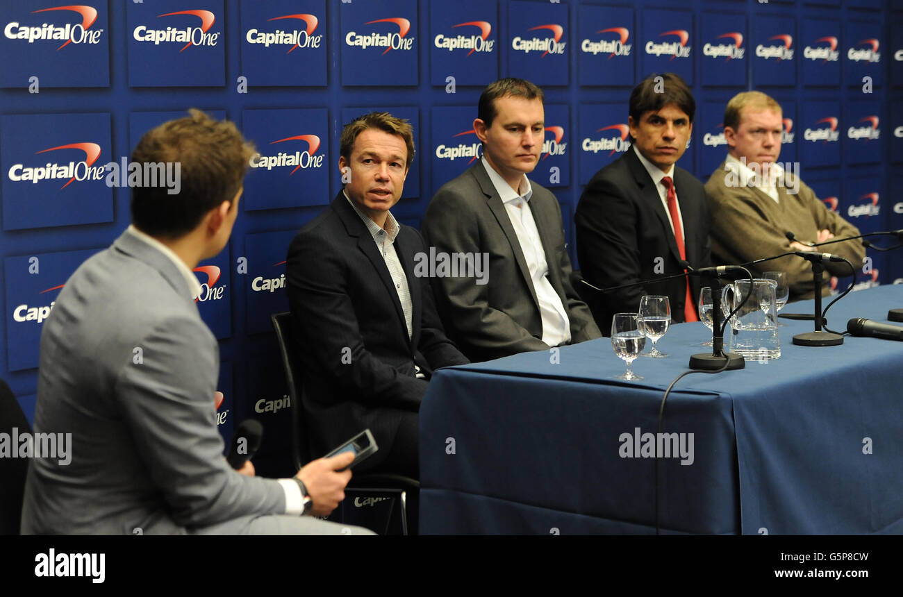 Sky presenter Ben Shepherd (left) chairs a Question & Answer session ...