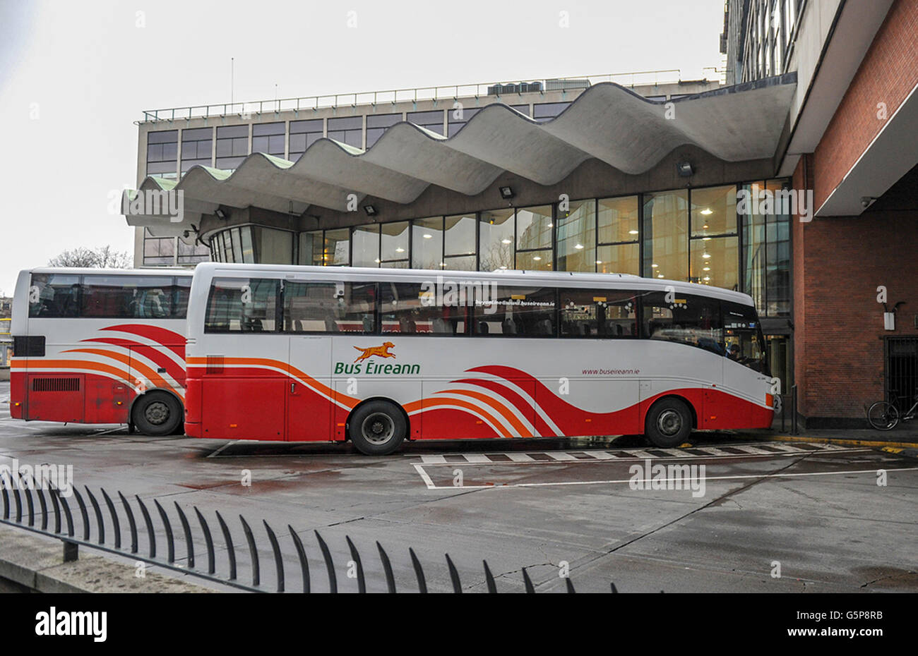 Bus Eirann buses outside the main bus terminal Busaras. Bus Eireann has ...