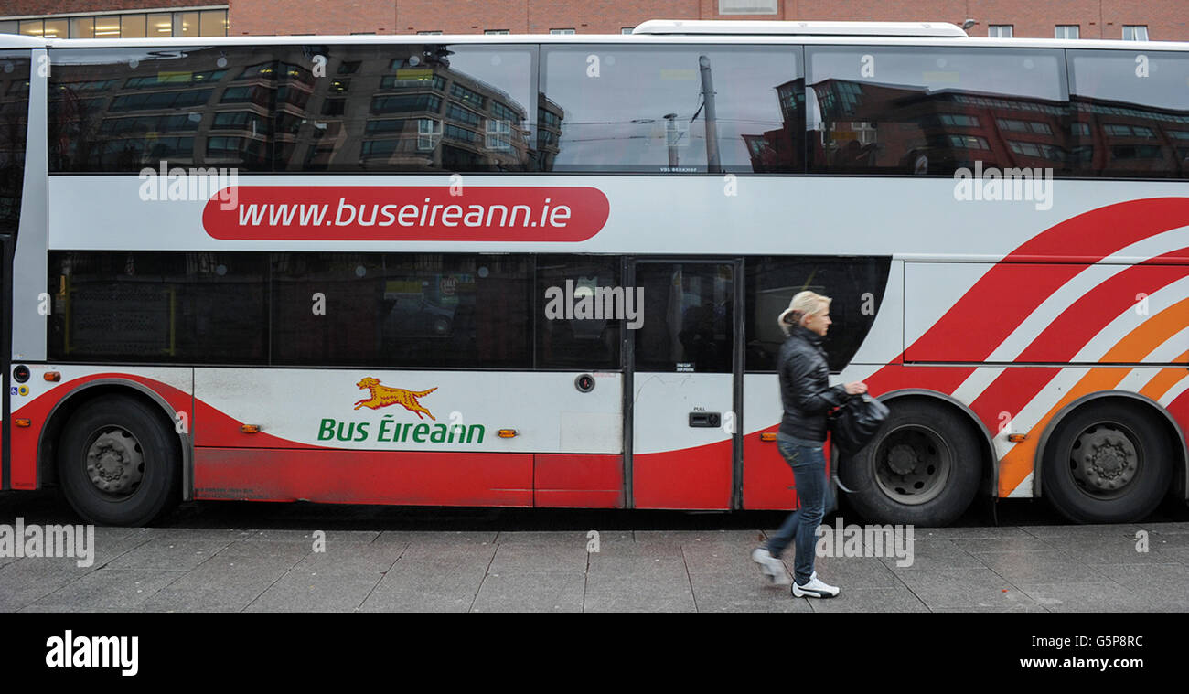 A Bus Eirann bus outside the main bus terminal Busaras. Bus Eireann has ...