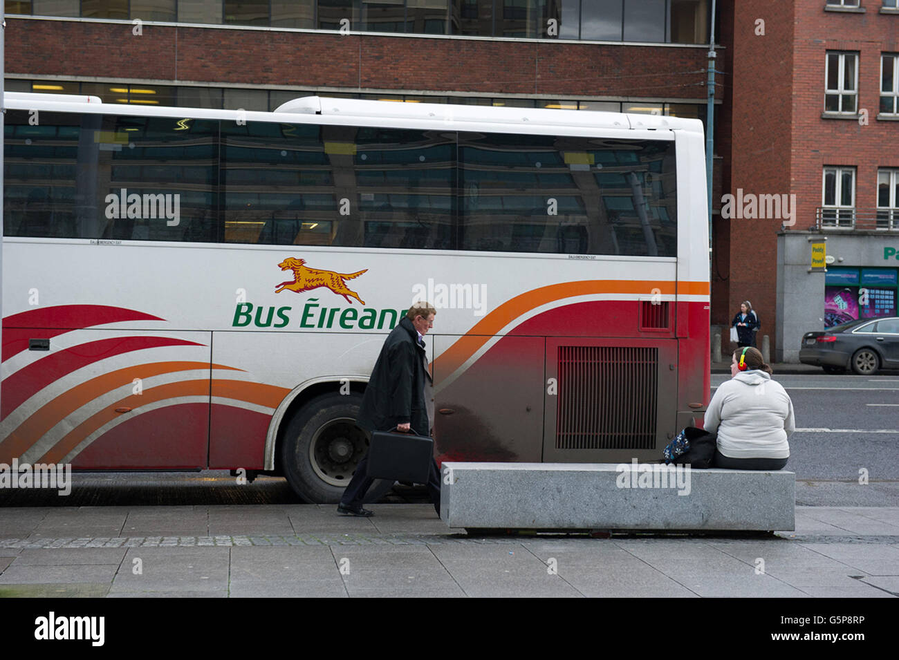 A Bus Eirann bus outside the main bus terminal Busaras. Bus Eireann has ...