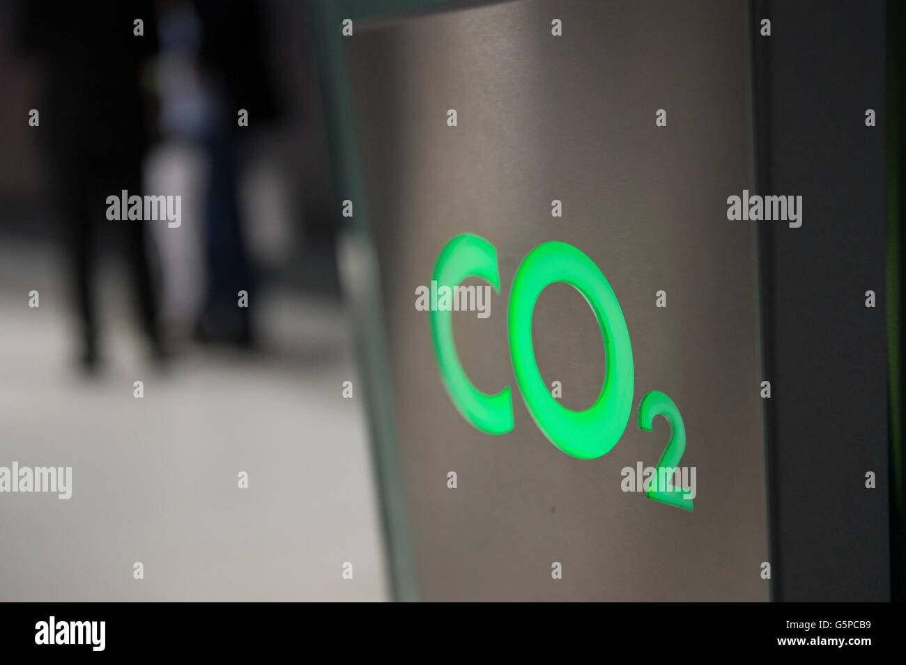 Hannover, Germany. 22nd June, 2016. The abbreviation CO2 stands on an ...