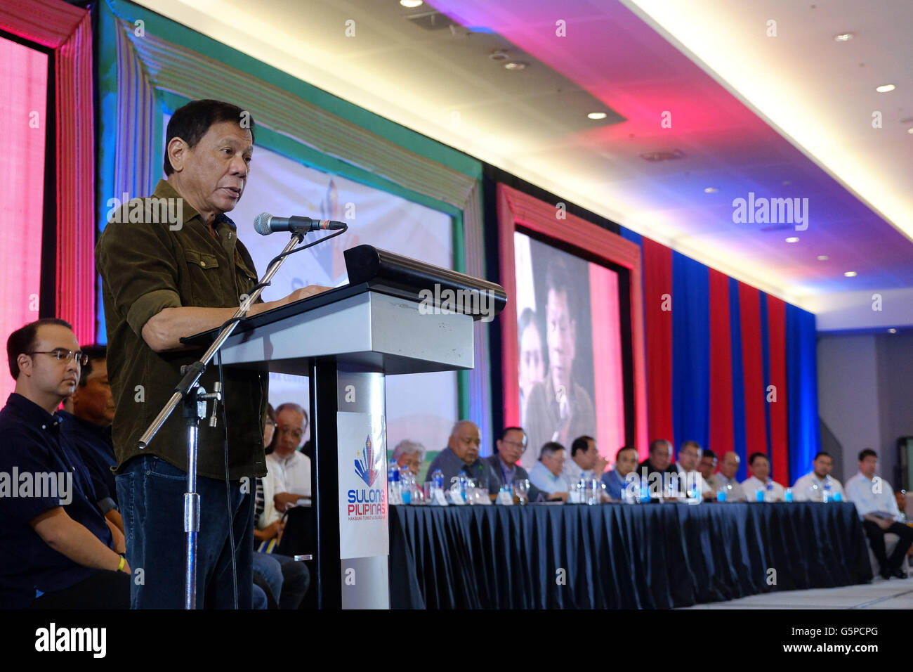 Davao City. 22nd June, 2016. President-elect Rodrigo Duterte (front L ...