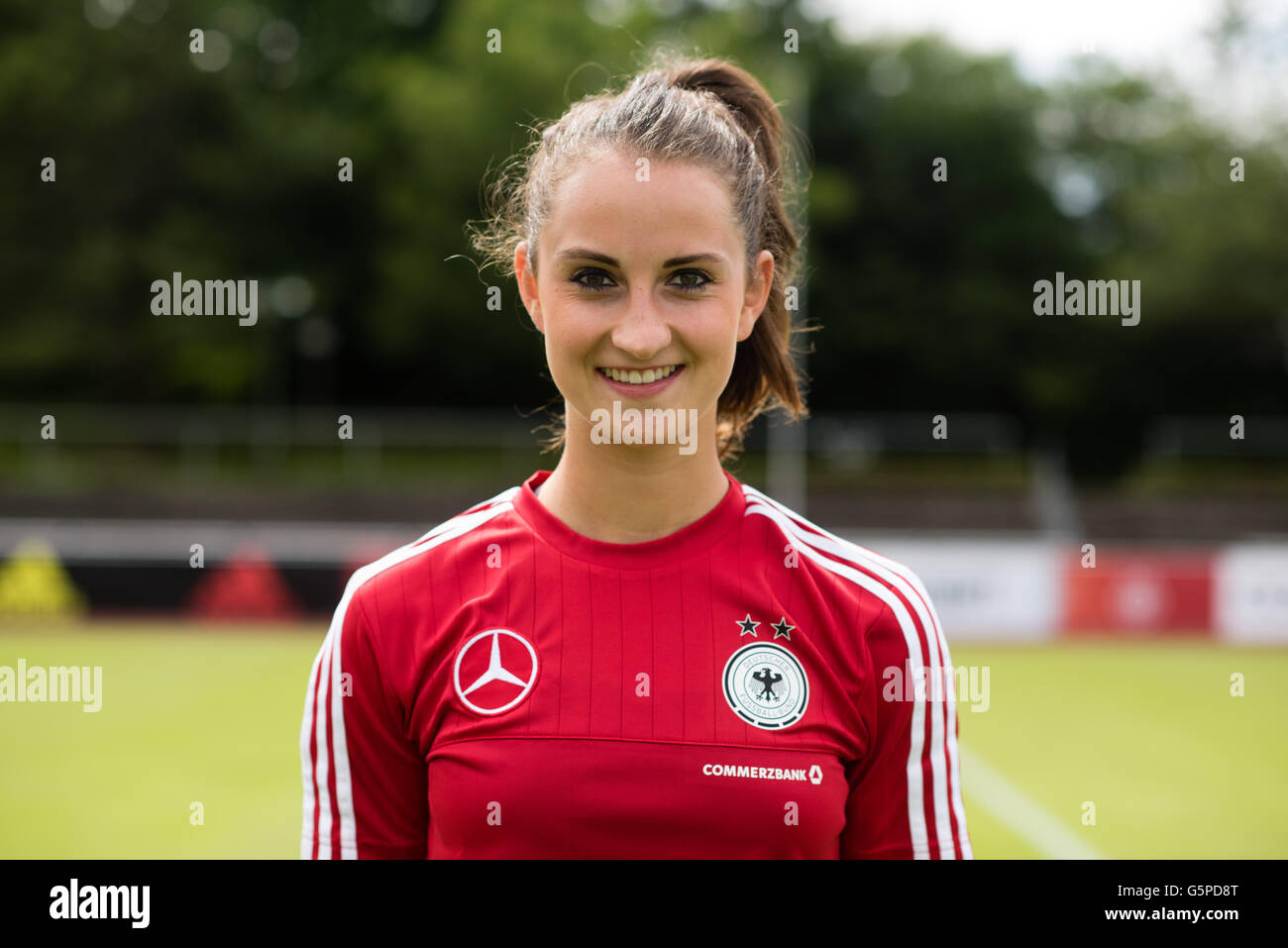 Middlefielder Sara Daebritz poses at a photocall of the German national ...