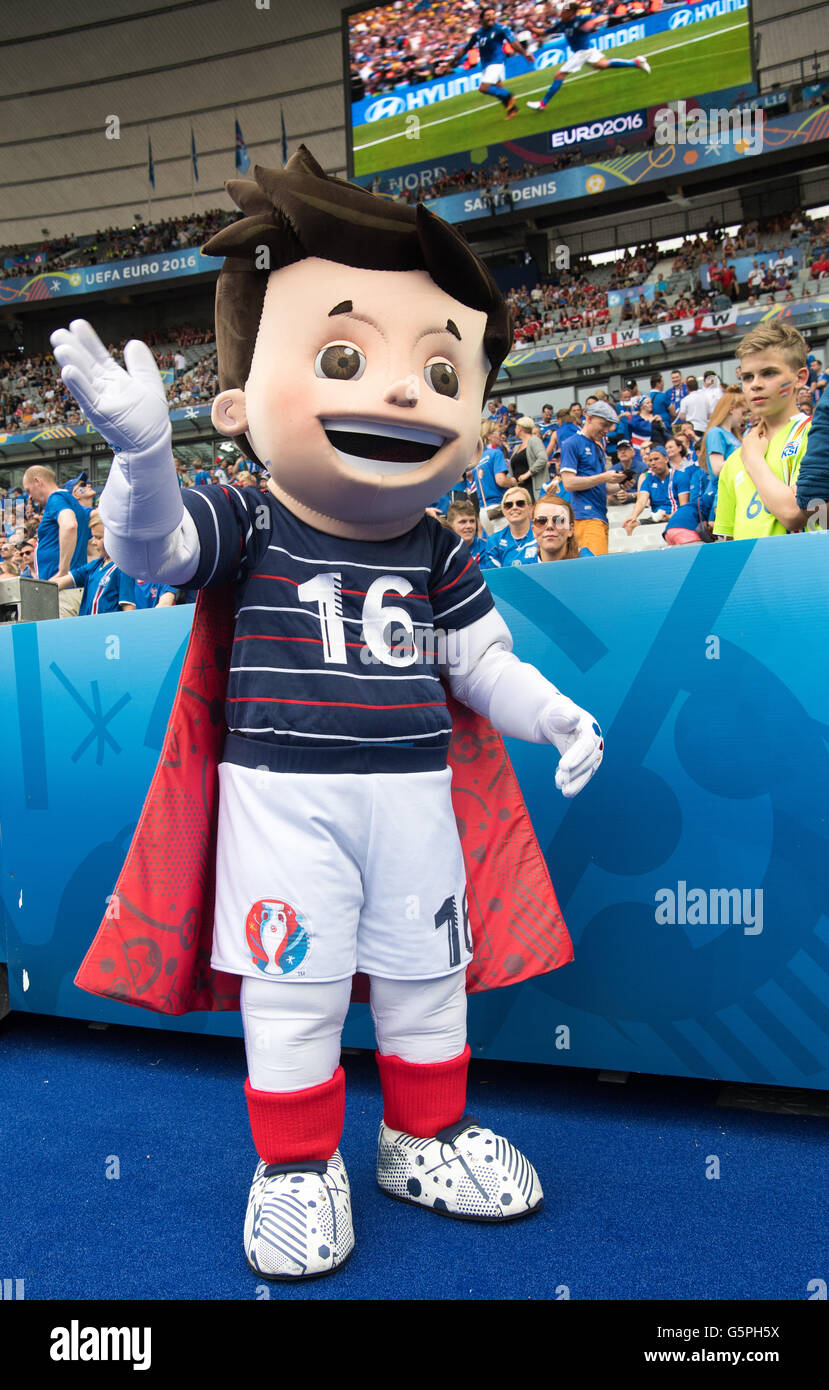 St. Denis, France. 22nd June, 2016. Mascot Super Victor poses before ...