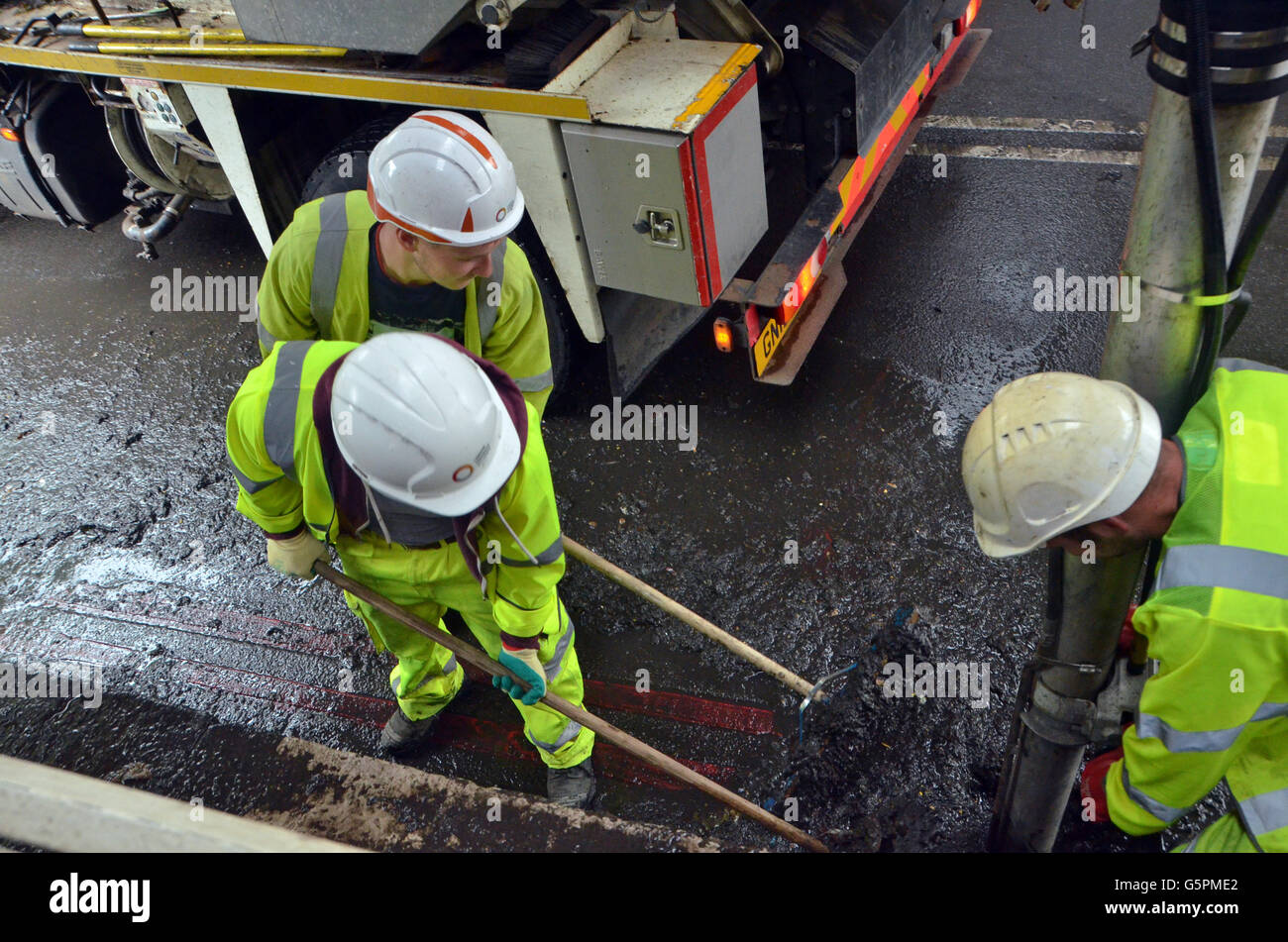 London, UK. 23rd June, 2016. Latchmere road pumped out after being ...