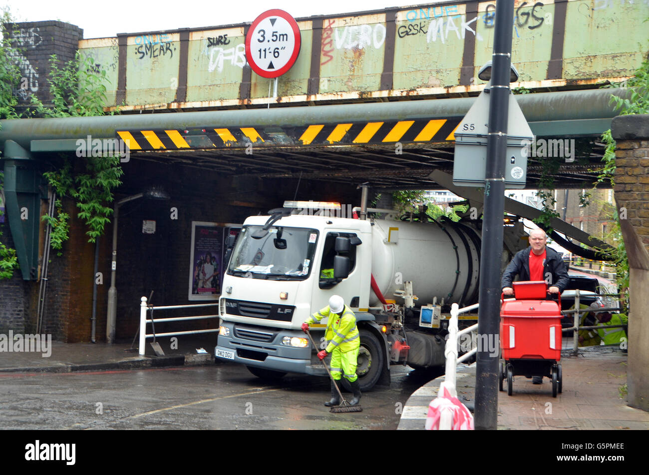 London, UK. 23rd June, 2016. Latchmere road pumped out after being ...