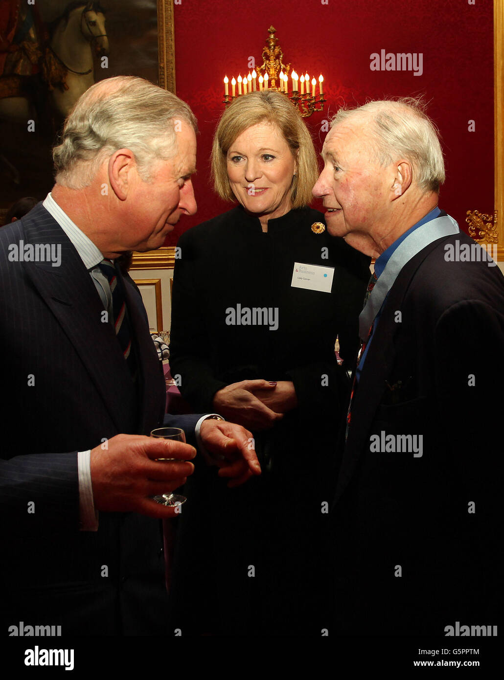The Prince of Wales talks to Sir Terence and Lady Conran after ...