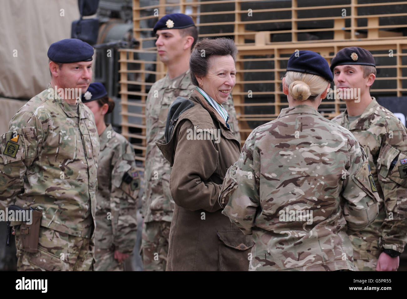 The Princess Royal is given a tour of the 12 Logistic Support Regiment ...