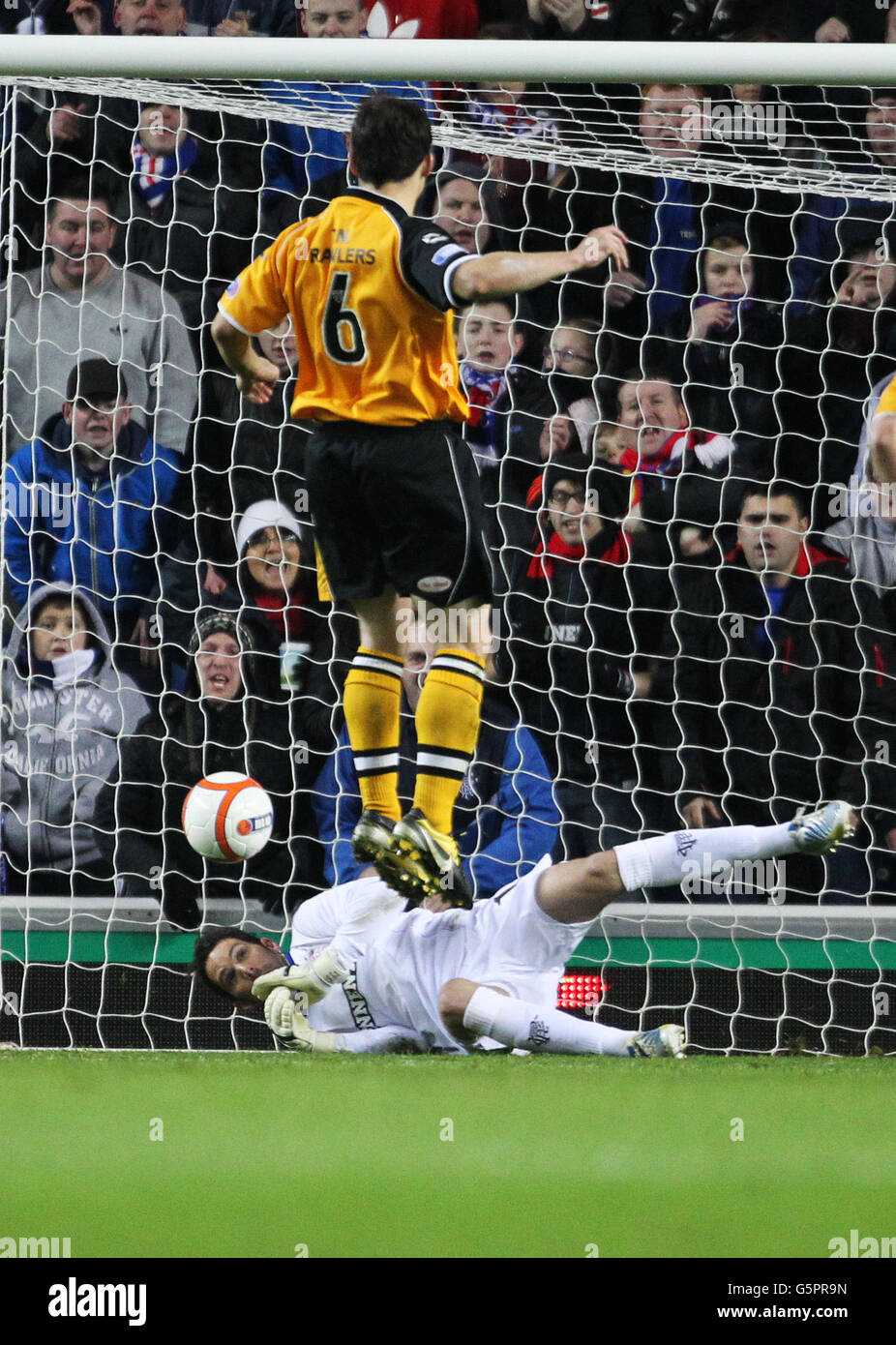 Rangers Neil Alexander saves a penalty from Annan Athletic's Scott ...