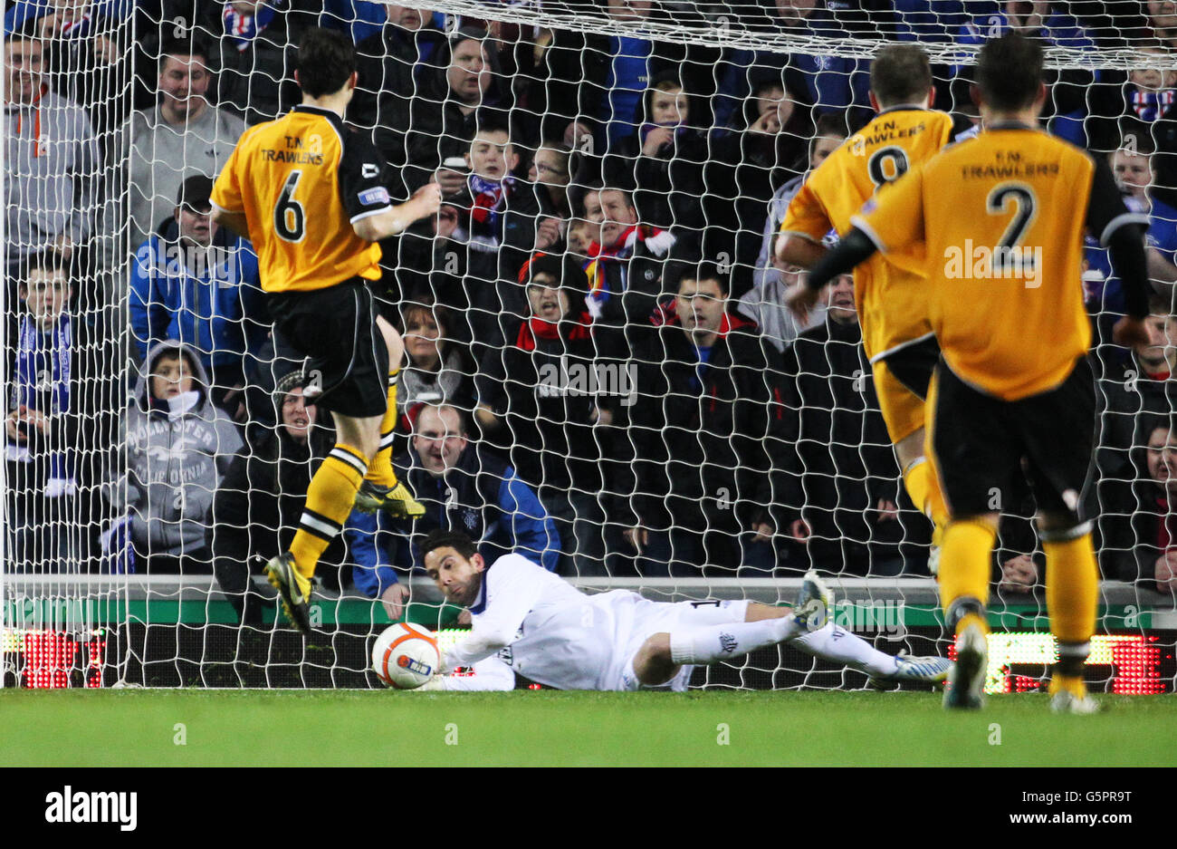 Rangers Neil Alexander saves a penalty from Annan Athletic's Scott ...