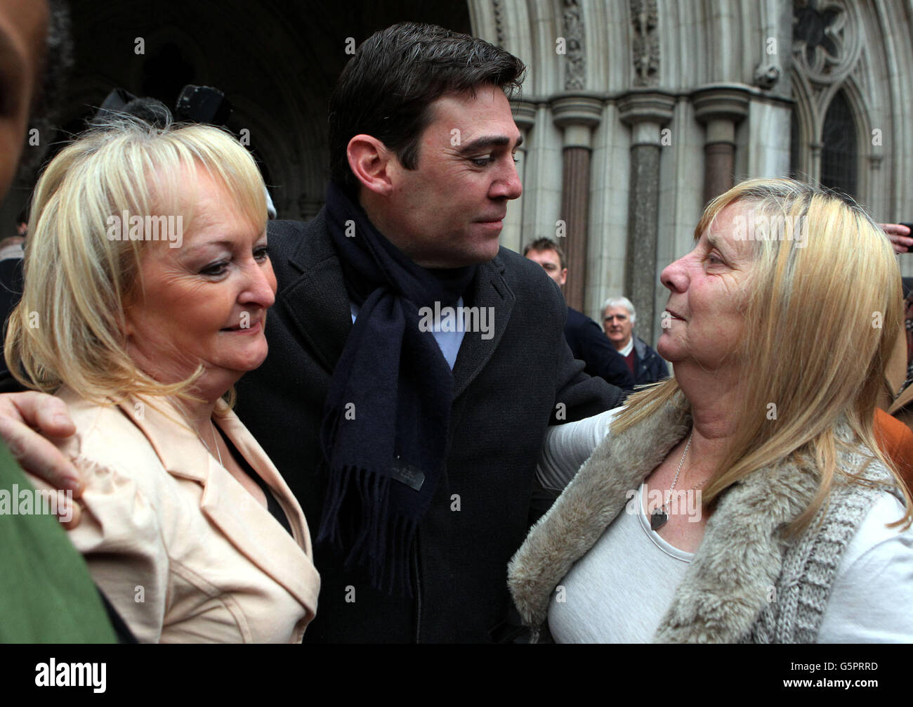 (From left to right) Jenny Hicks, Andy Burnham MP and Margaret Aspinall ...