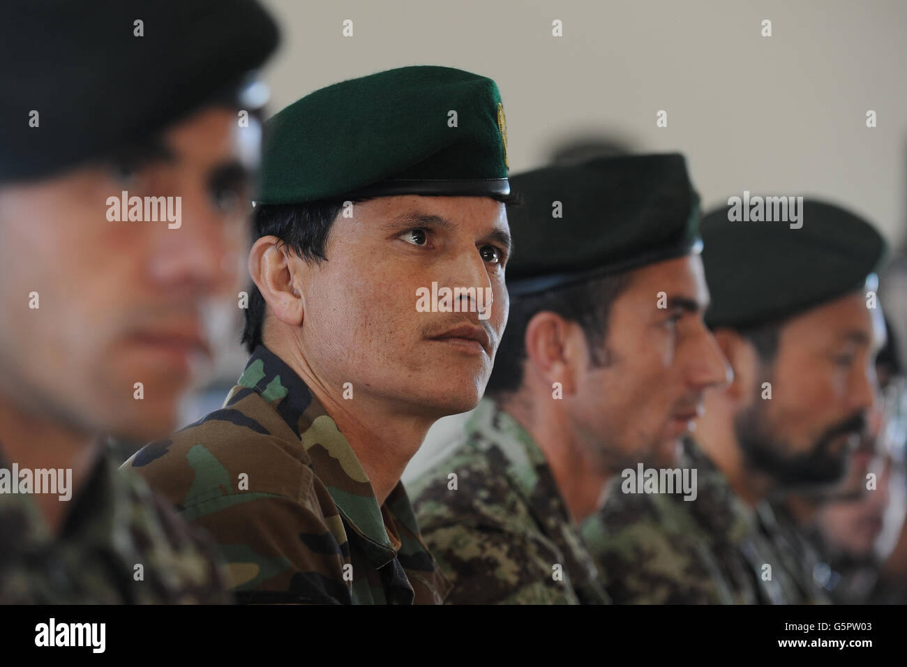Members of the Afghan National Army attend a mortar course graduation ...