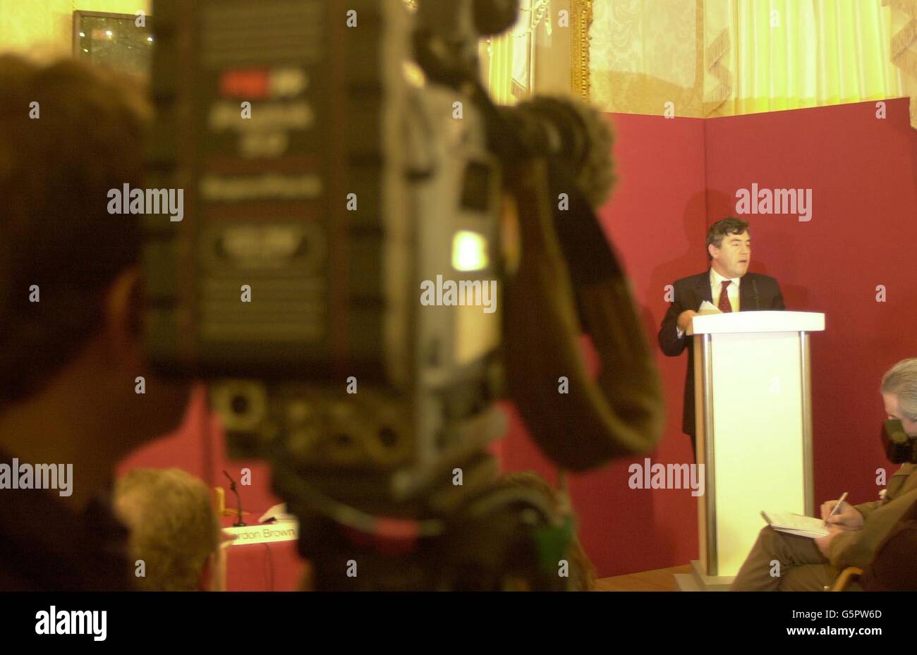 Britain's Chancellor of the Exchequer talking during a press conference ...