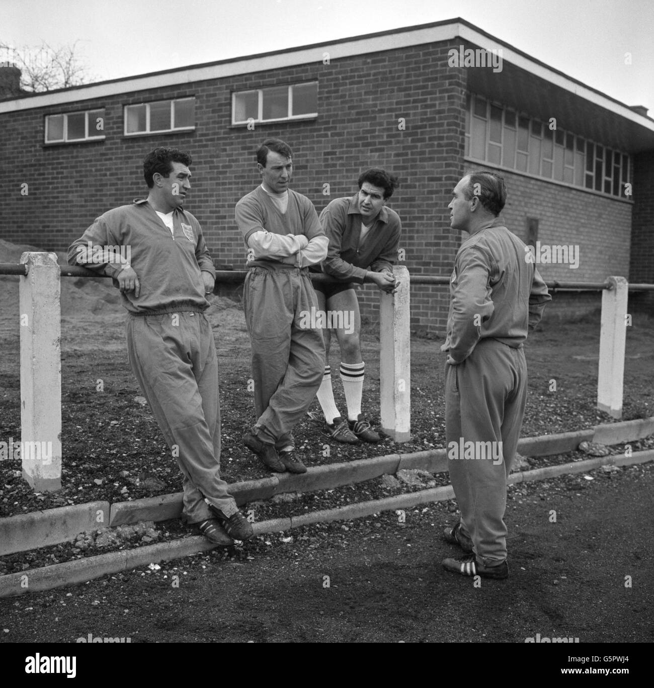Three England players, Bobby Smith (left) Jimmy Greaves (centre) and ...