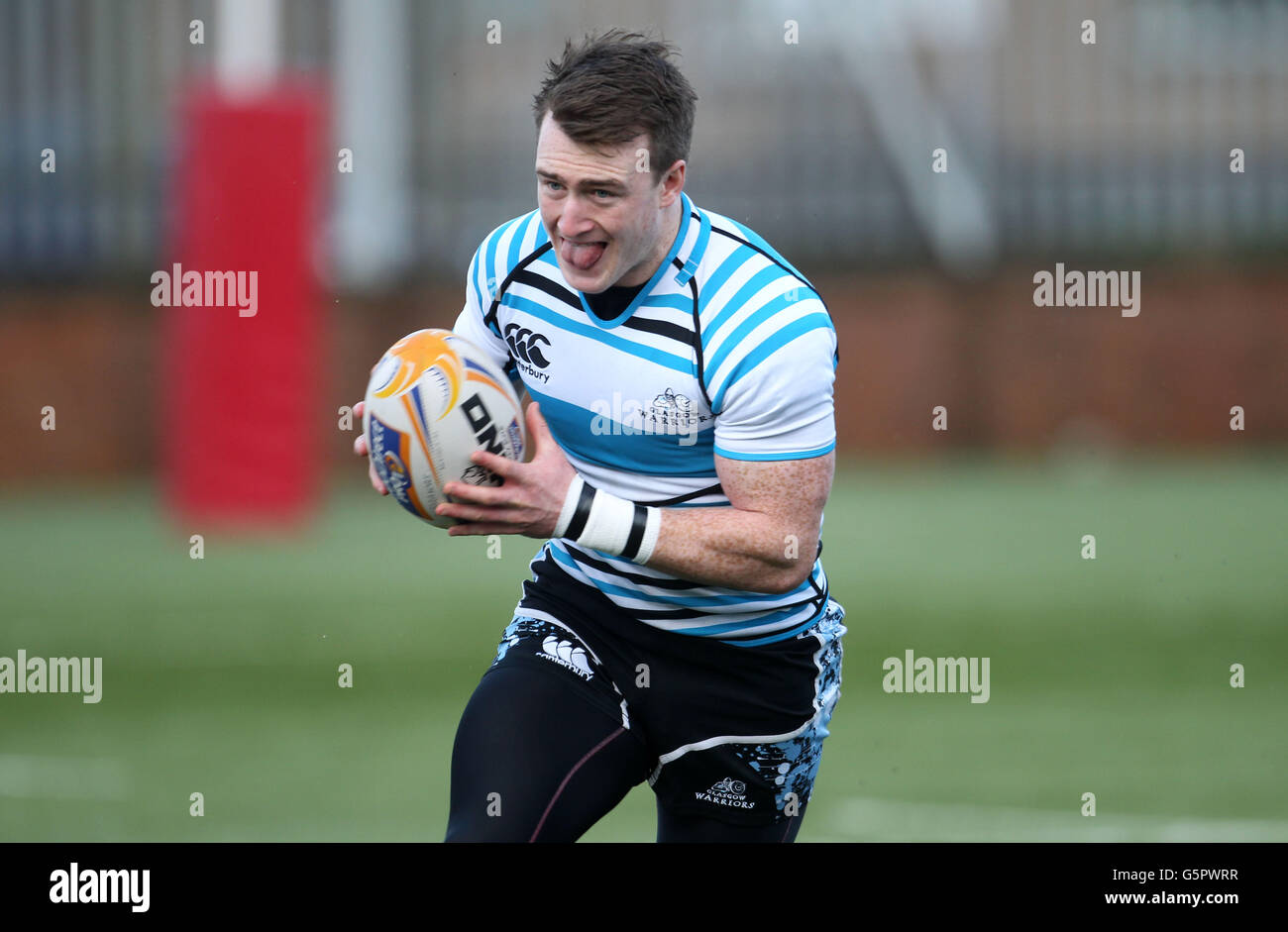 Glasgow warriors stuart hogg team run scotstoun stadium hi-res stock ...