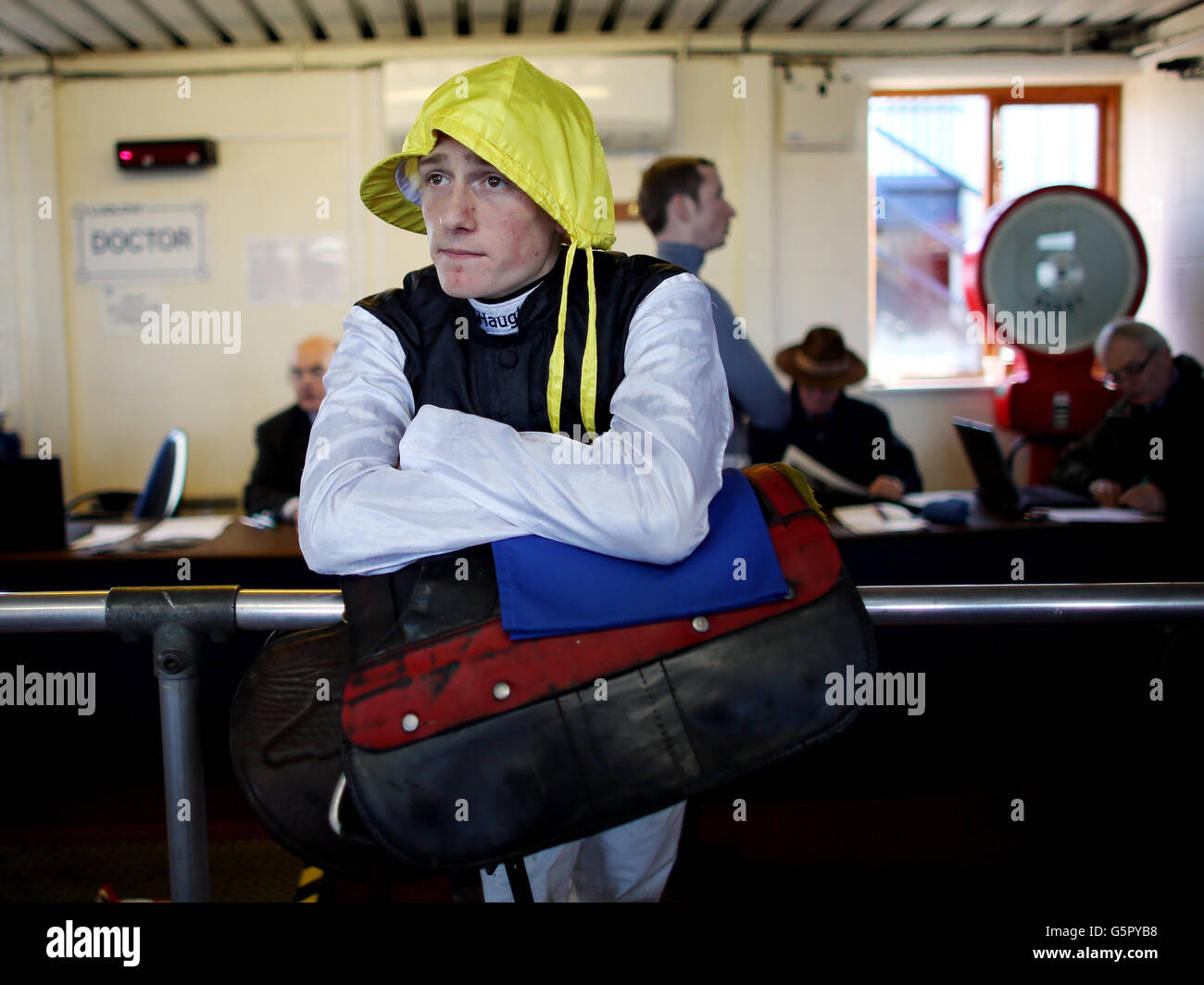 Jockey Sam Twiston-Davies in the weighing room at Ludlow Racecourse ...