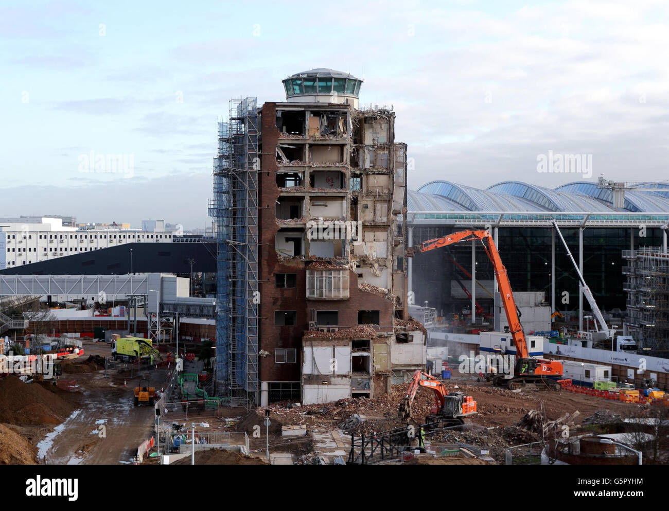 The original control tower at Heathrow being demolished as part of the ...