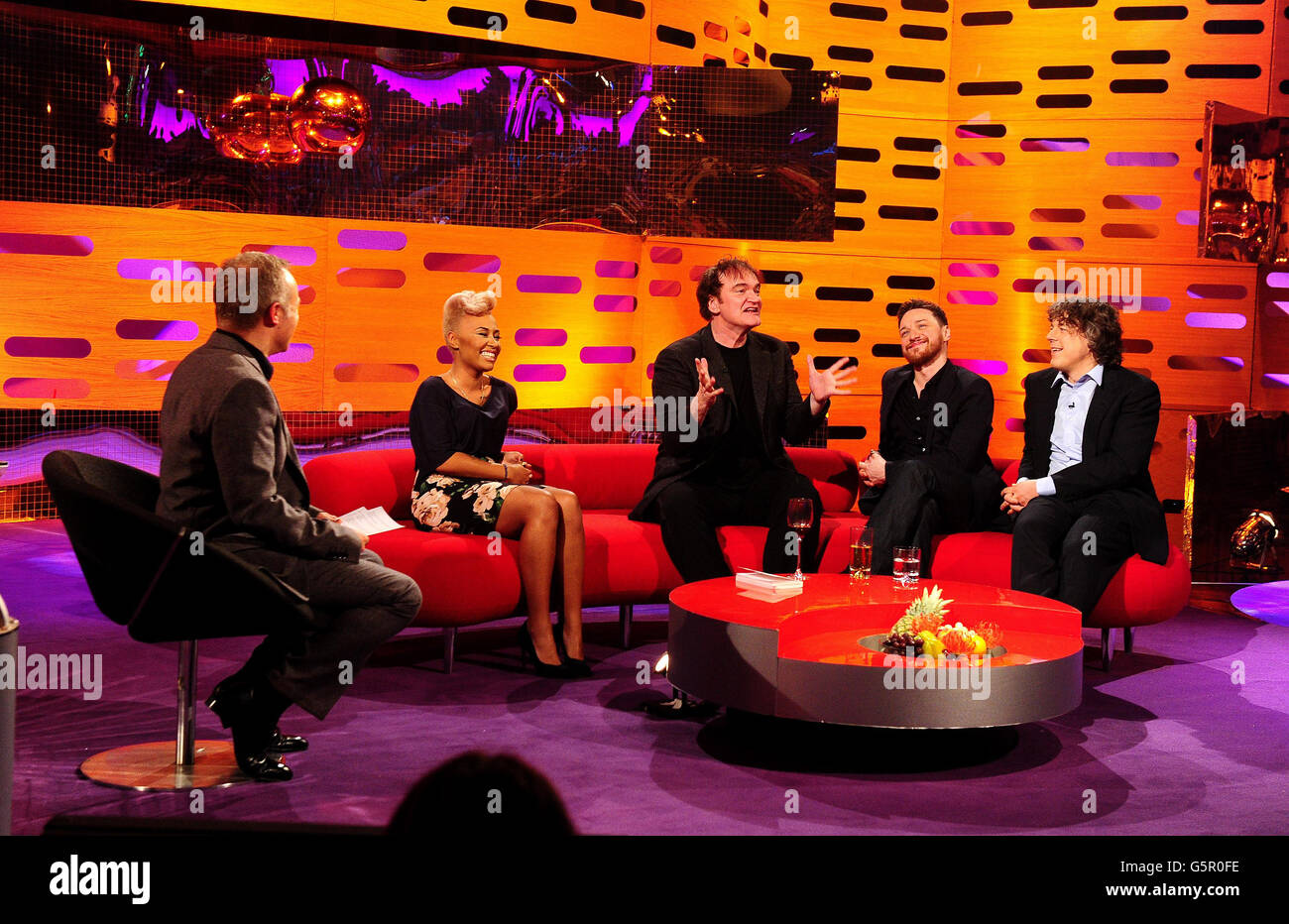 (From left to right) Graham Norton, Emeli Sande, Quentin Tarantino ...