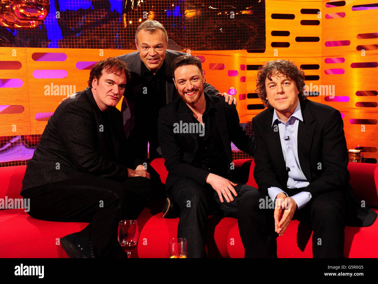 (From left to right) Quentin Tarantino, Graham Norton, James McAvoy and ...
