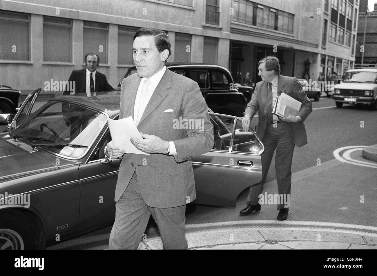 Director General of the BBC Alasdair Milne arrives at the Home Office ...