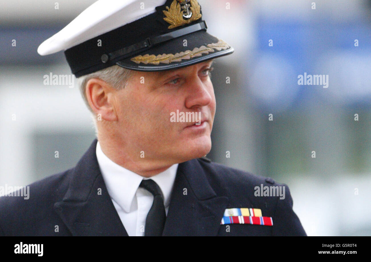 Royal Navy Commodore Rupert Wallace arrives at an inquest in ...