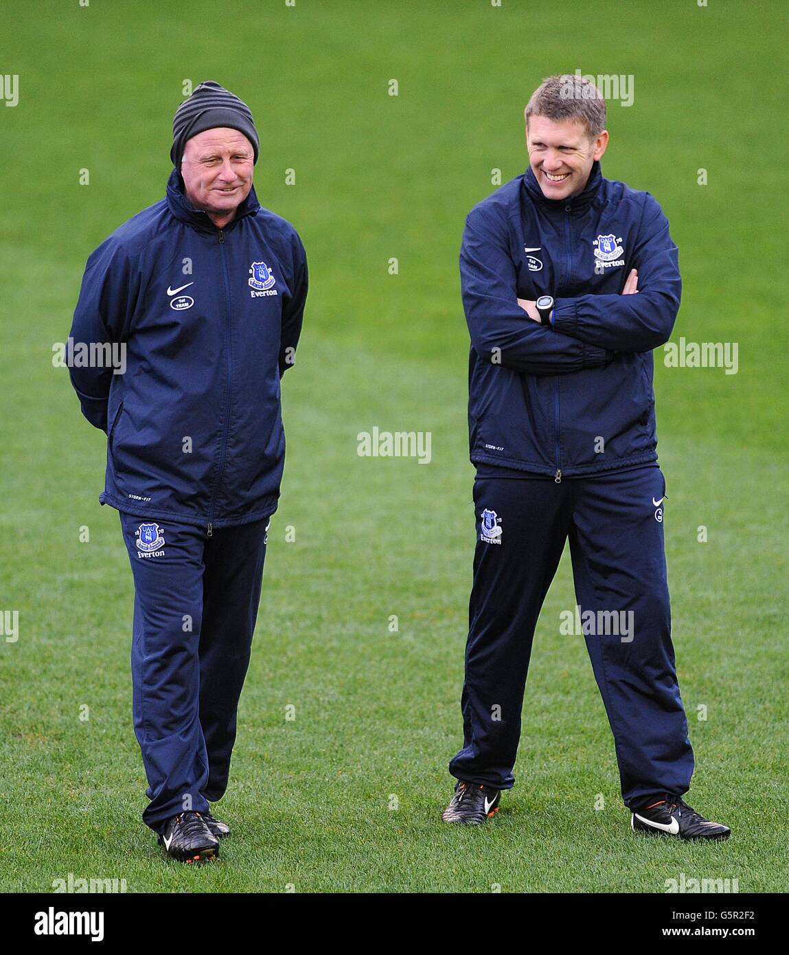 Everton first team coach Jimmy Lumsden (left) and assistant manager ...