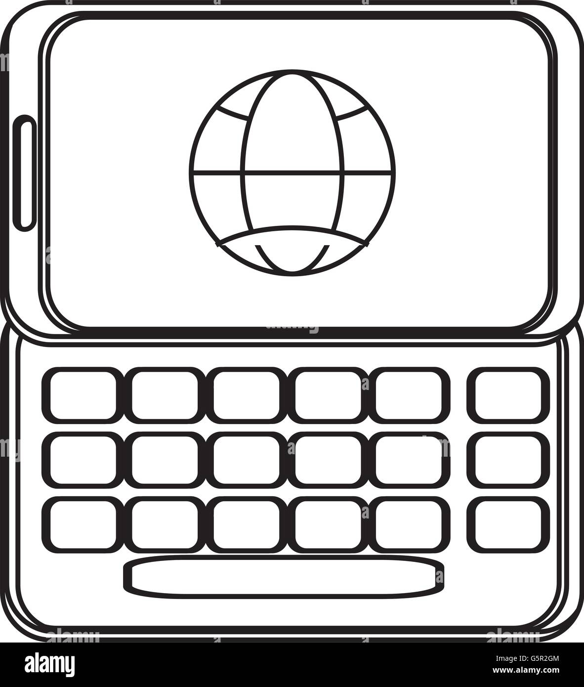 cellphone with buttons and globe diagram on screen Stock Vector Image ...