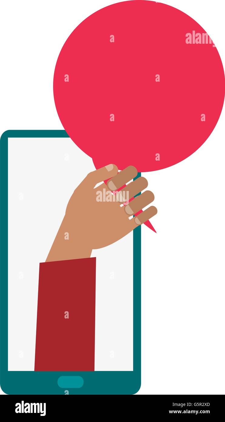cellphone tan hand red bubble Stock Vector Image & Art - Alamy