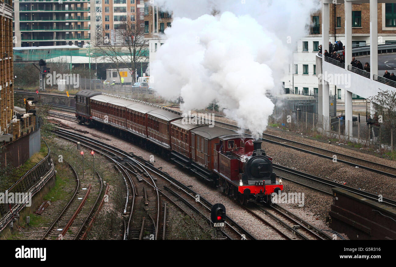Metropolitan 1, a restored steam train, travels from its sheds near ...