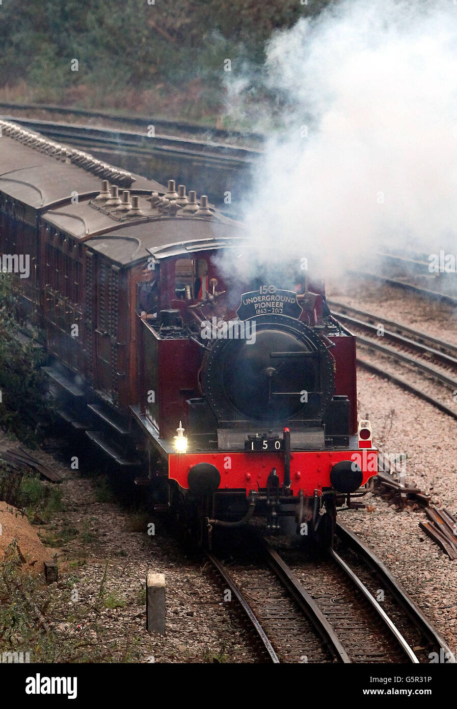 Metropolitan 1, a restored steam train, travels from its sheds near ...