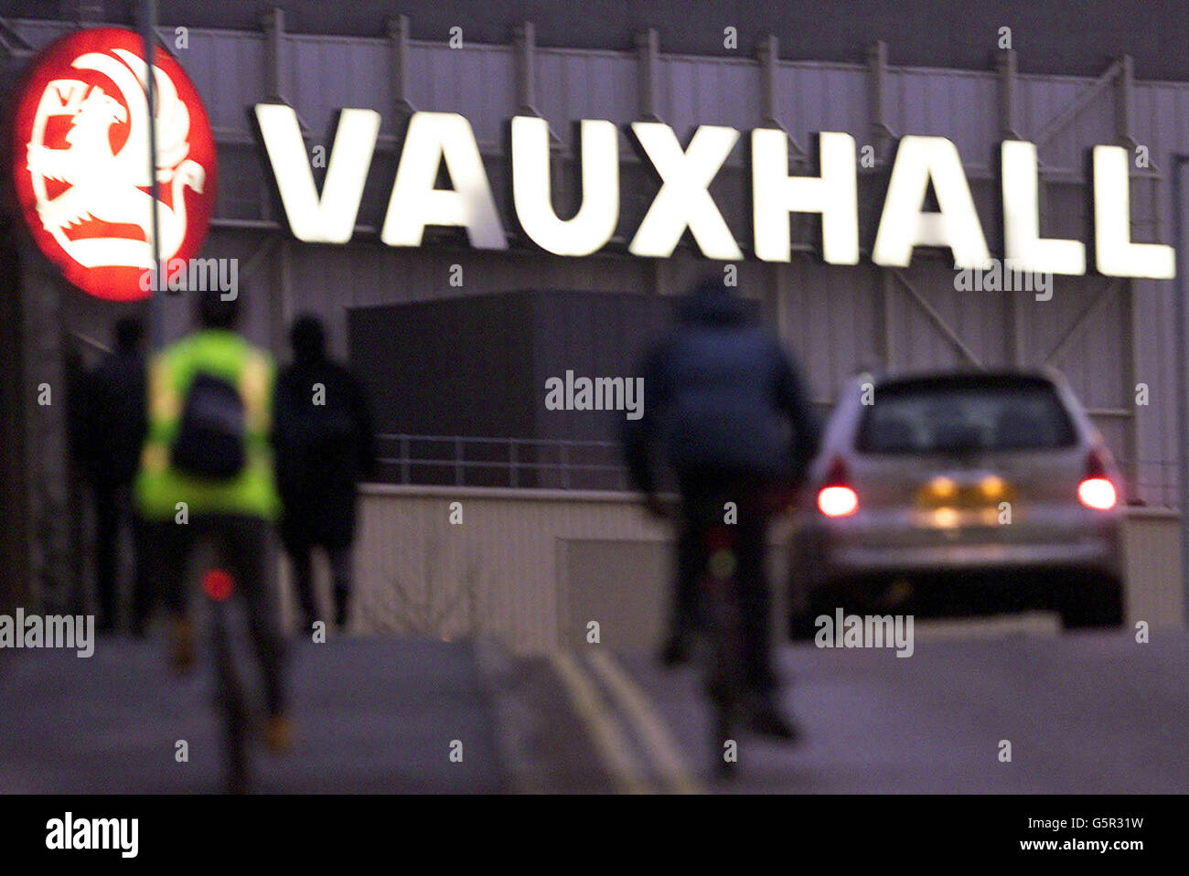 Workers arrive at the Vauxhall car factory in Luton, for the last day ...