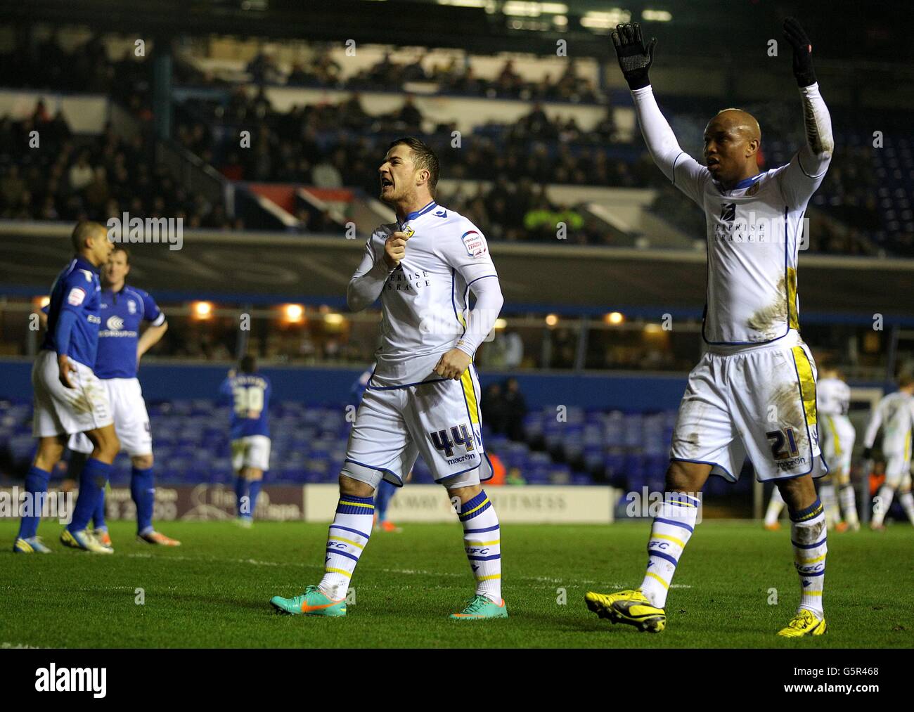 Leeds United's Ross McCormack (left) celebrates scoring his side's ...
