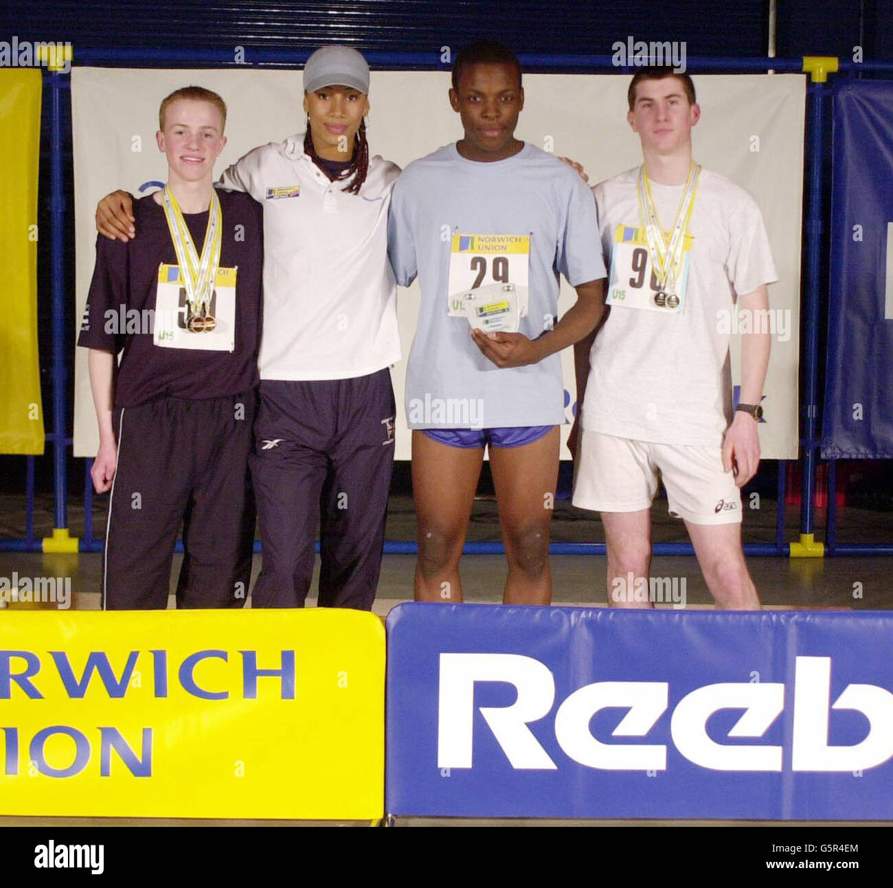 Britain's Long Jump Jade Johnson (second left) with winners of the ...