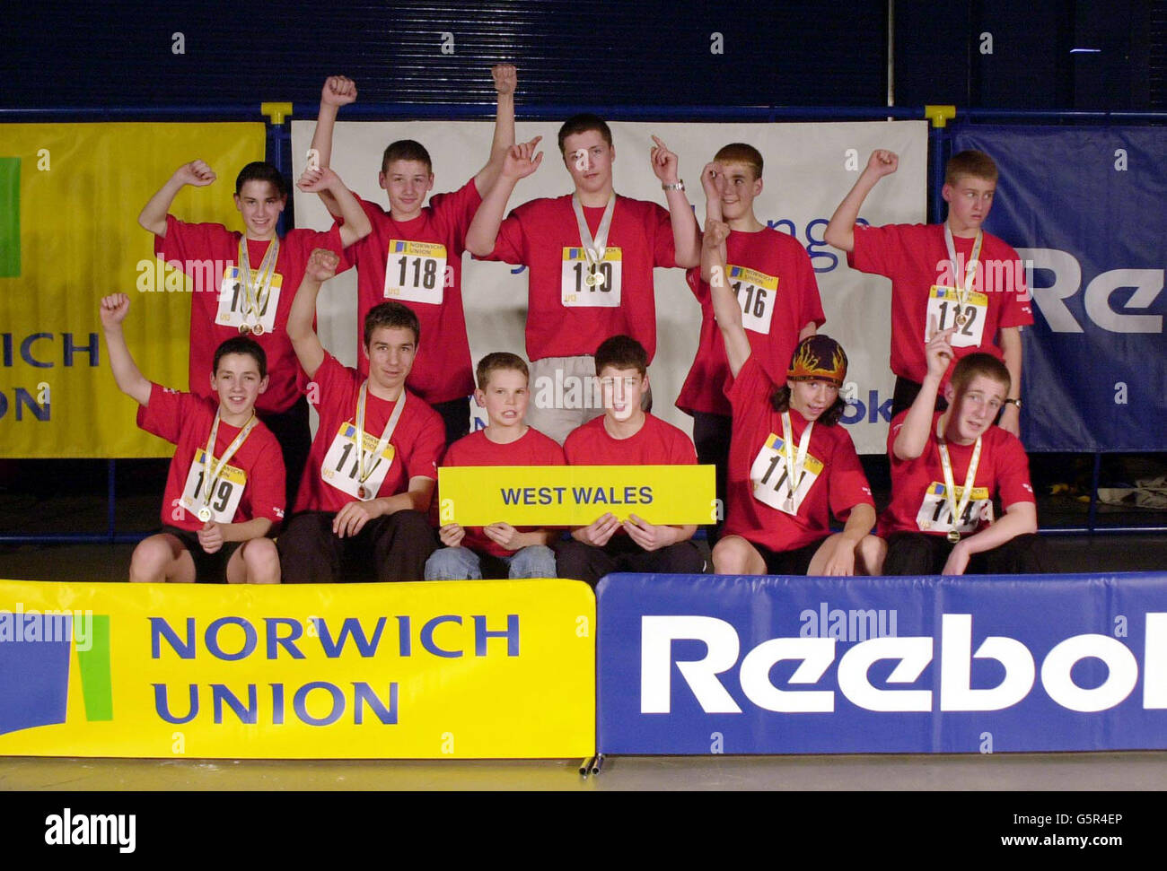 The Under 13 boys team from West Wales celebrate after coming third ...