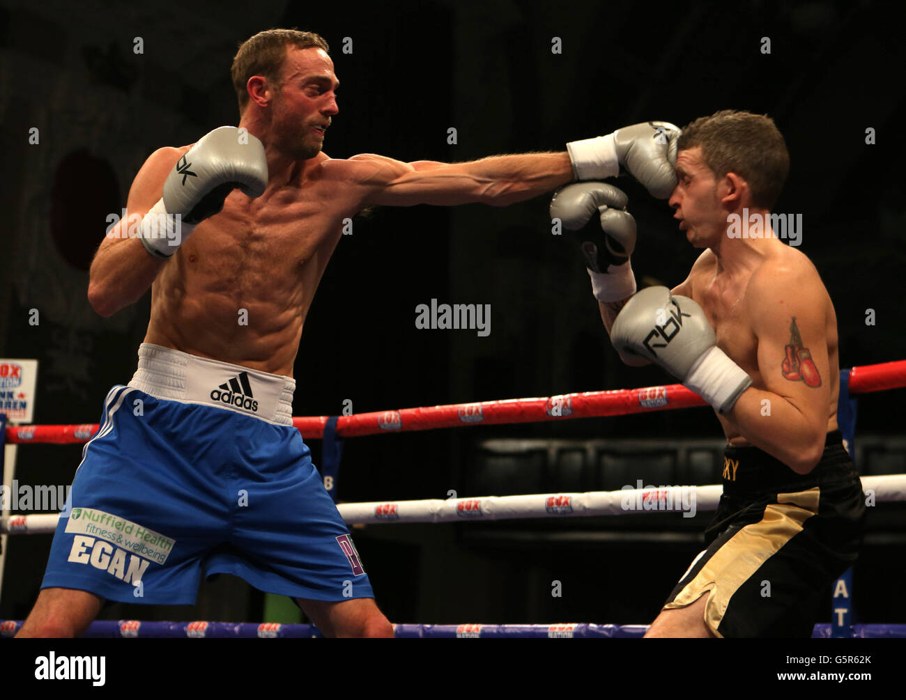 Dave Egan (left) during his win over Ricky Stock during the Light ...