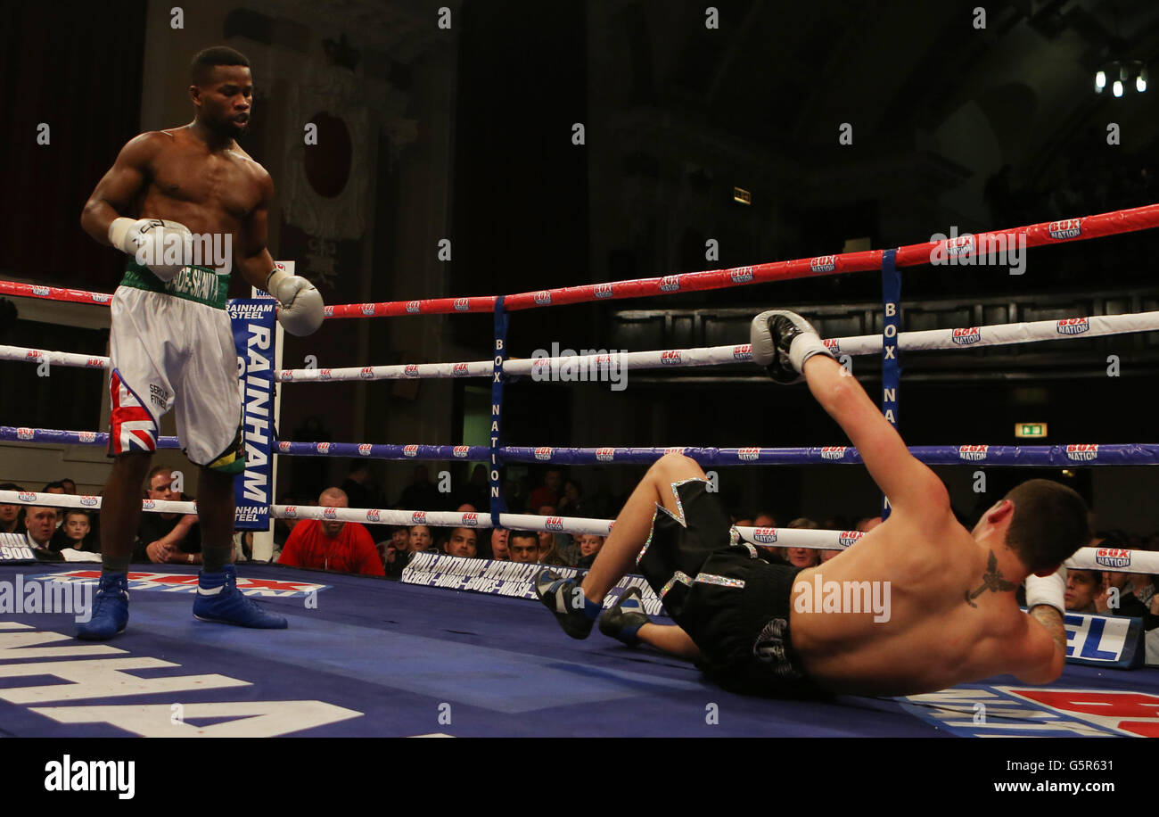 Boxing - Walsall Town Hall. Mark McKray stops Tom Shaw with a first ...