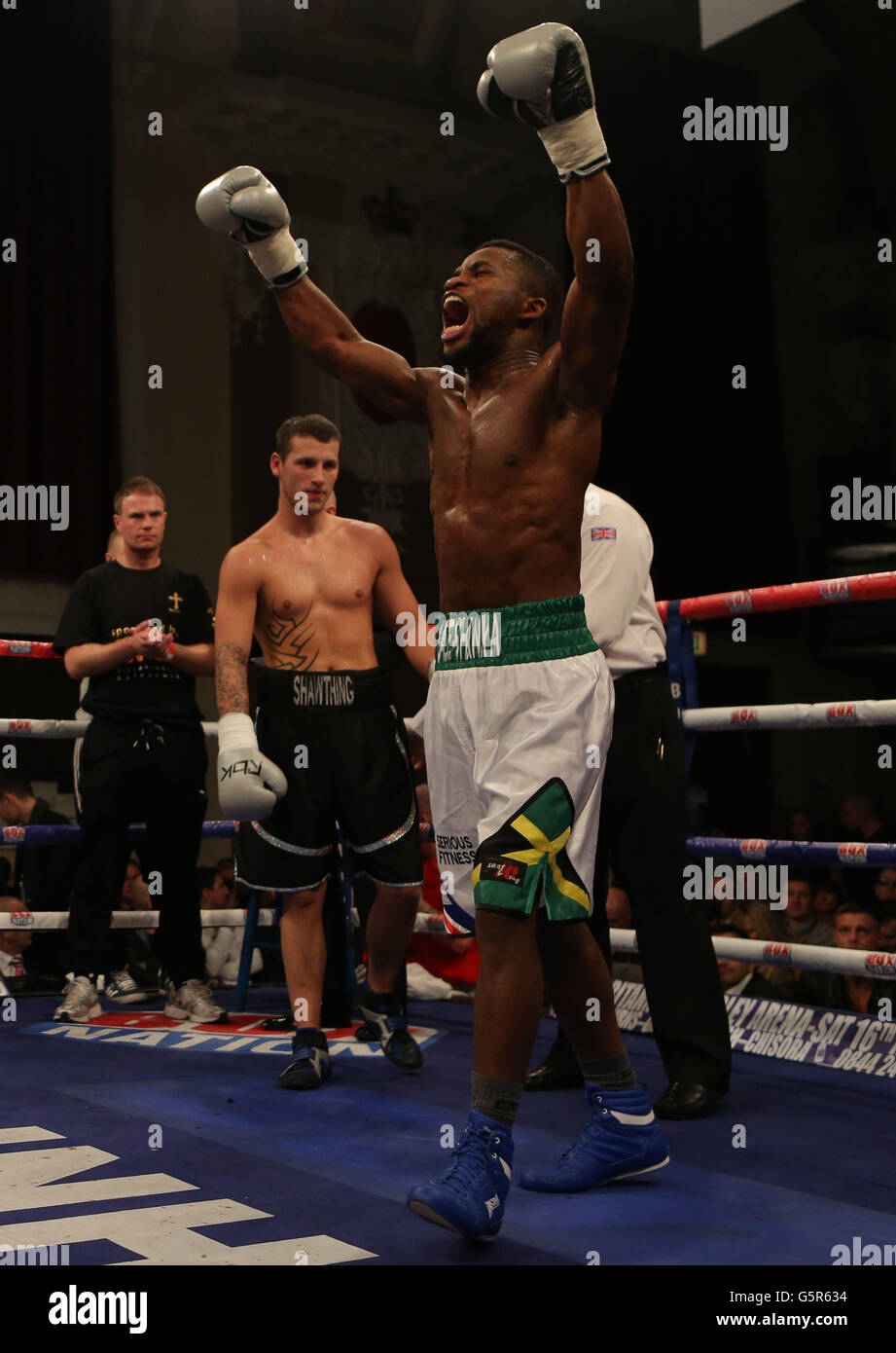 Mark McKray celebrates stopping Tom Shaw with a first round knockout ...