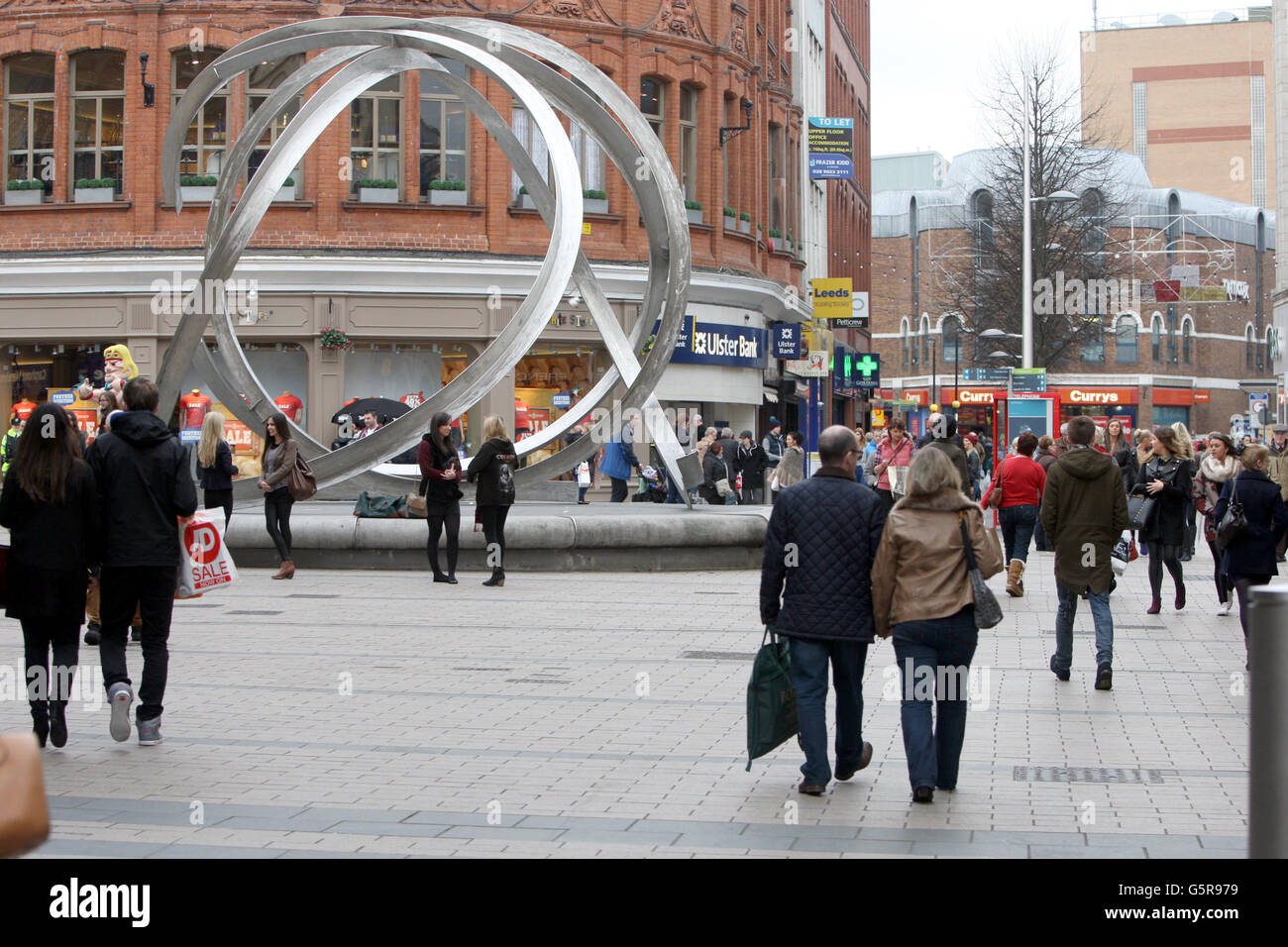 A general view of shoppers in belfast city centre hi-res stock ...