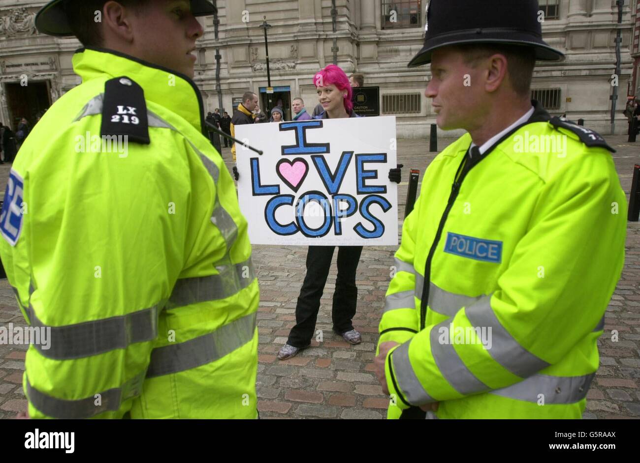Police Protest Placard Stock Photo - Alamy